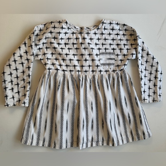 Zara | Dresses | Zara Girls Black And White Casual Dress With Geometric ...